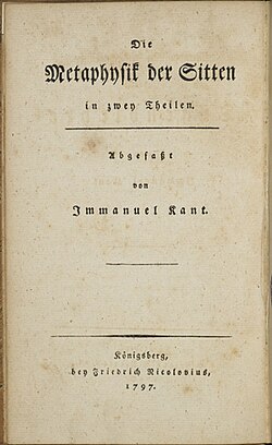 人倫の形而上学:Die Metaphysik der Sitten, Metaphysics of Morals, 1797